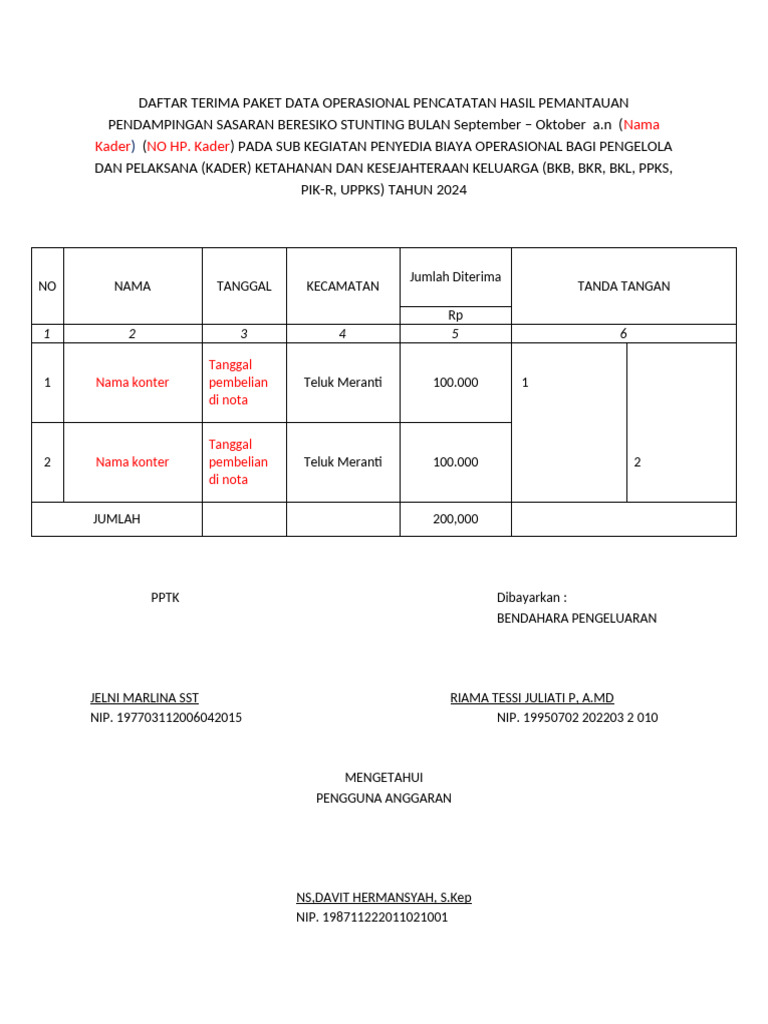 TANDA TERIMA PULSA TPK 2024 II | PDF