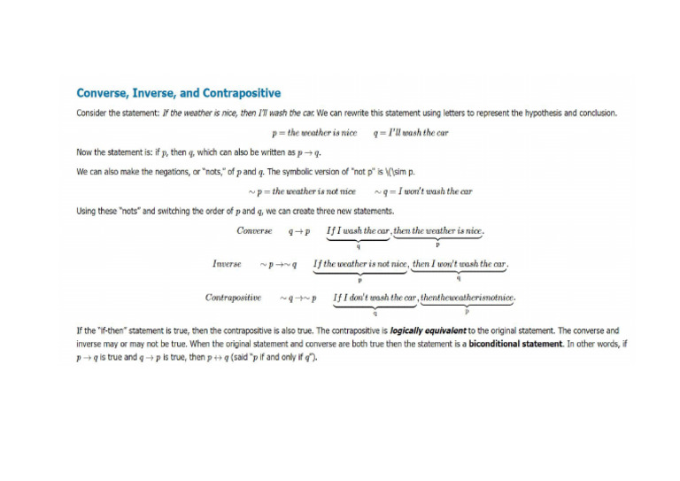 Converse Inverse and Contrapositive | PDF