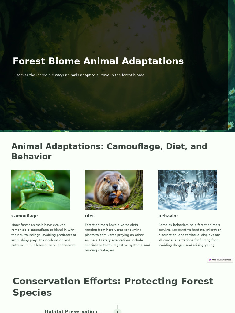 Forest Biome Animal Adaptations | PDF