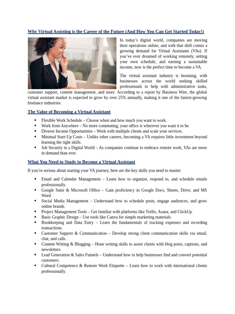 Why Virtual Assisting Is The Career of The Future | PDF | Business ...