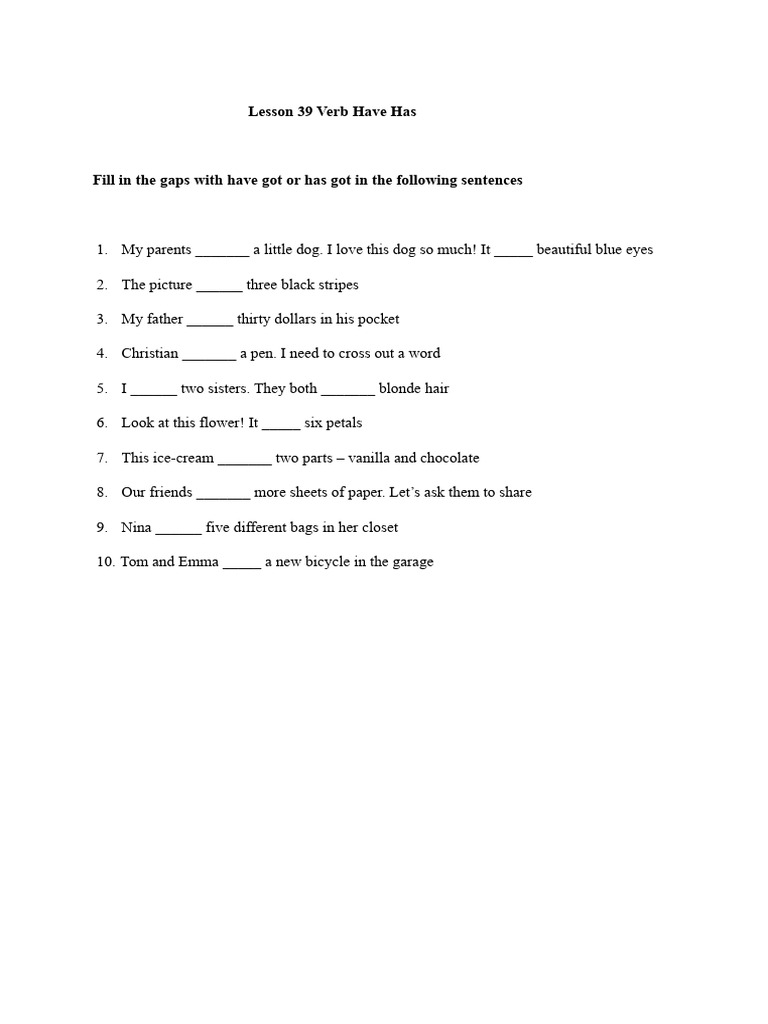 Lesson 39 Verb Have Has | PDF