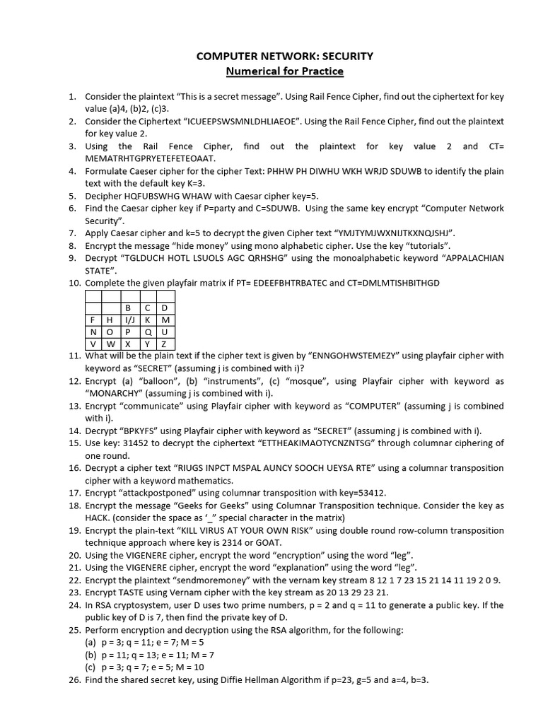 CN-S-Practice Questions | PDF | Encryption | Key (Cryptography)