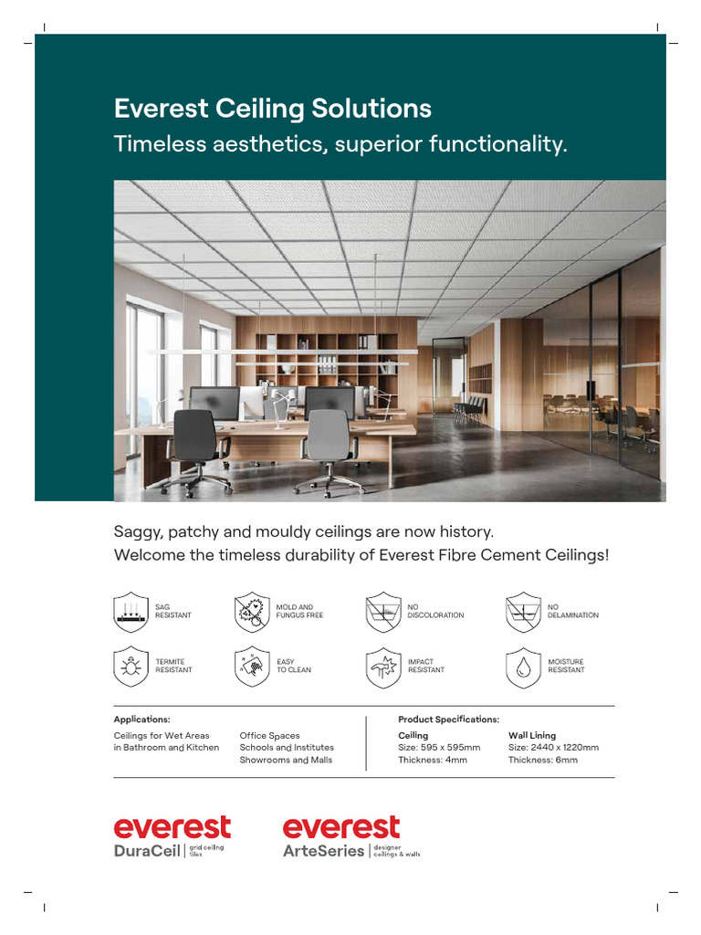Everest Fibre Cement Ceilings Overview | PDF | Mold | Ceiling