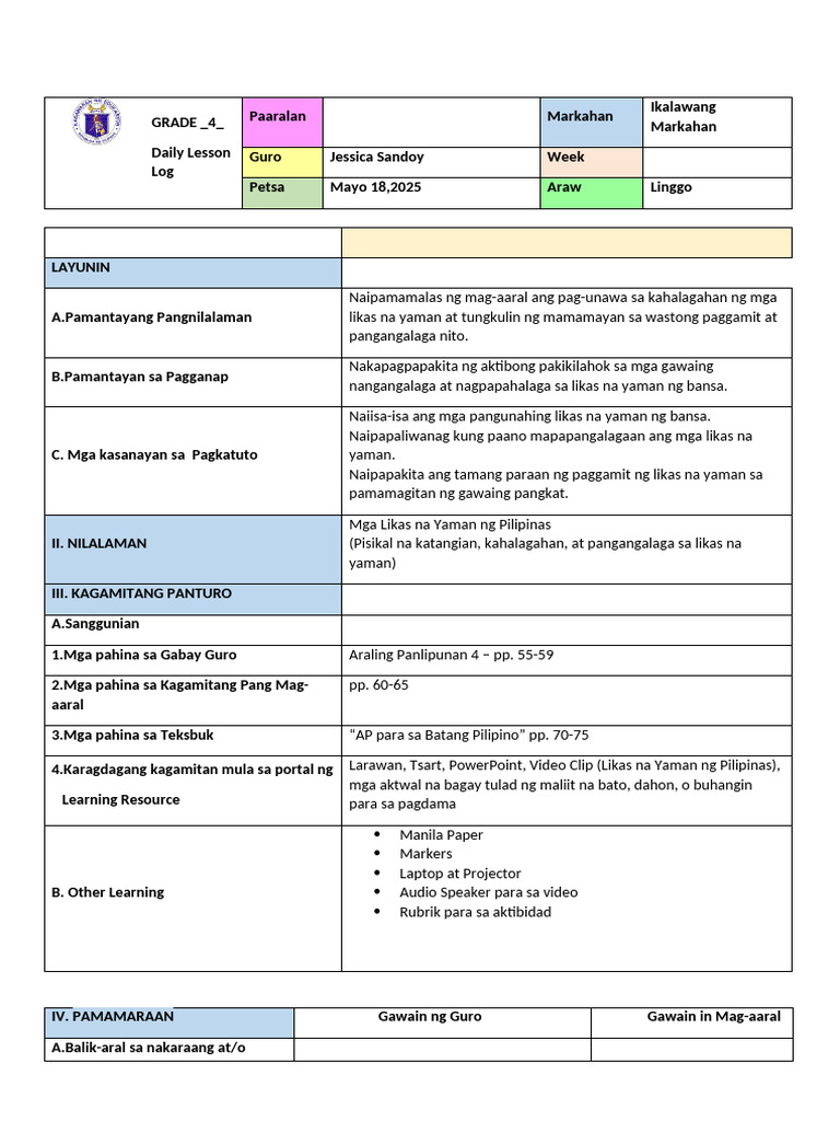 Detailed Lesson Plan | PDF