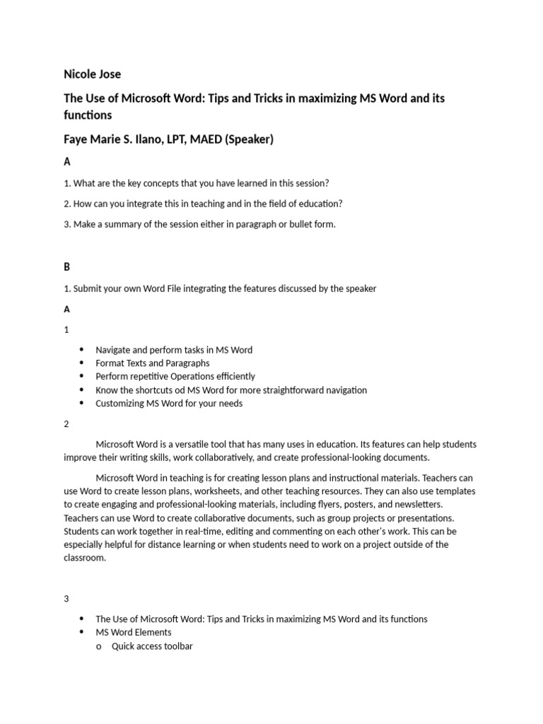 Microsoft Word in Education: Key Uses | PDF