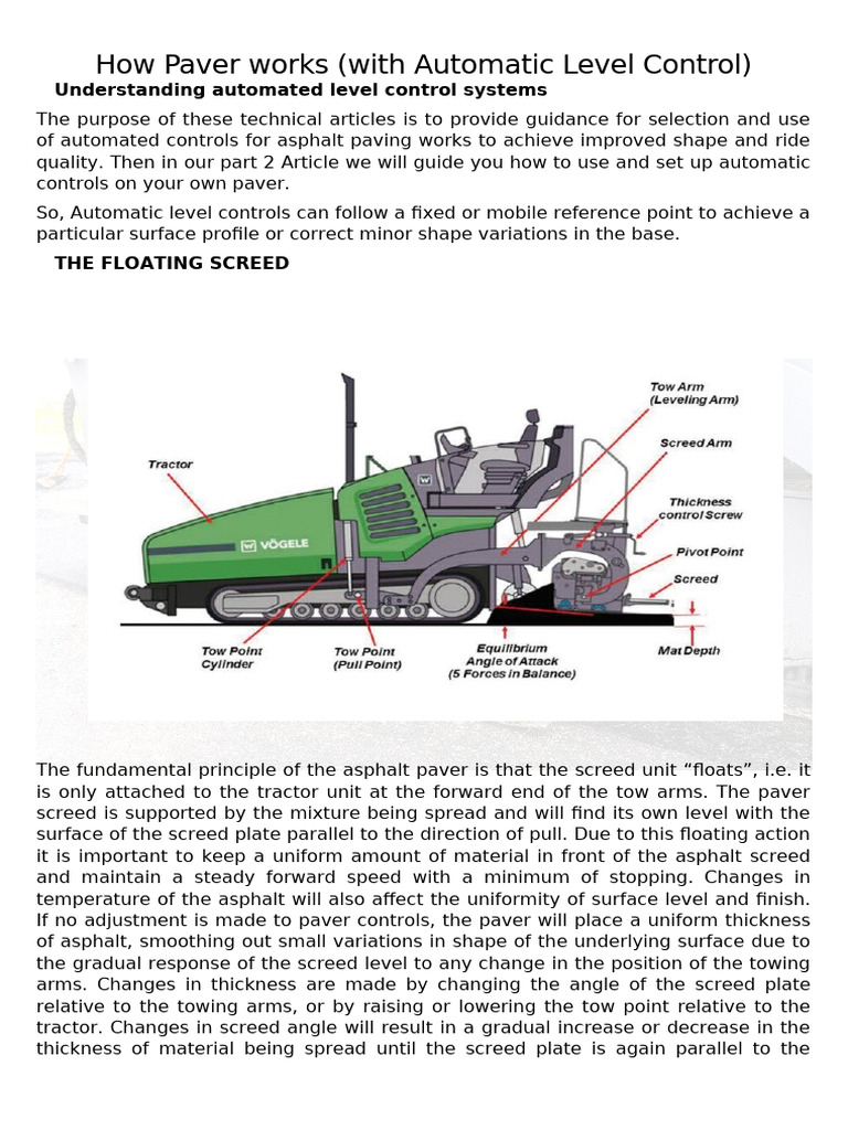 How Paver Works (With Automatic Level Control) | PDF