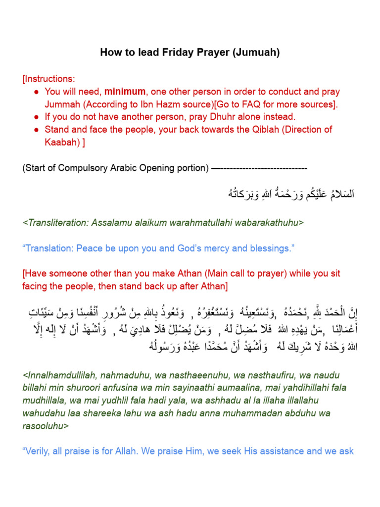 Leading Jummah Prayer Instructions | PDF | Islamic Fundamentalism | Sharia