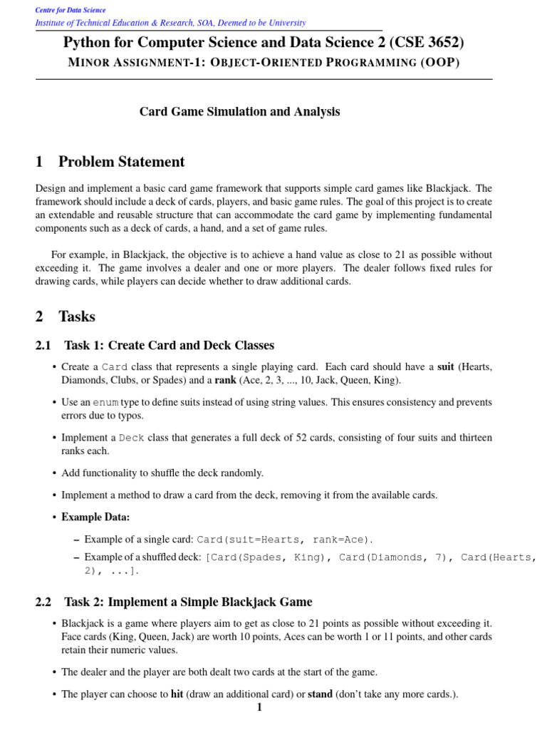 Major - Assignment-1 (Cse 3652) | PDF | Playing Cards | Tabletop Games