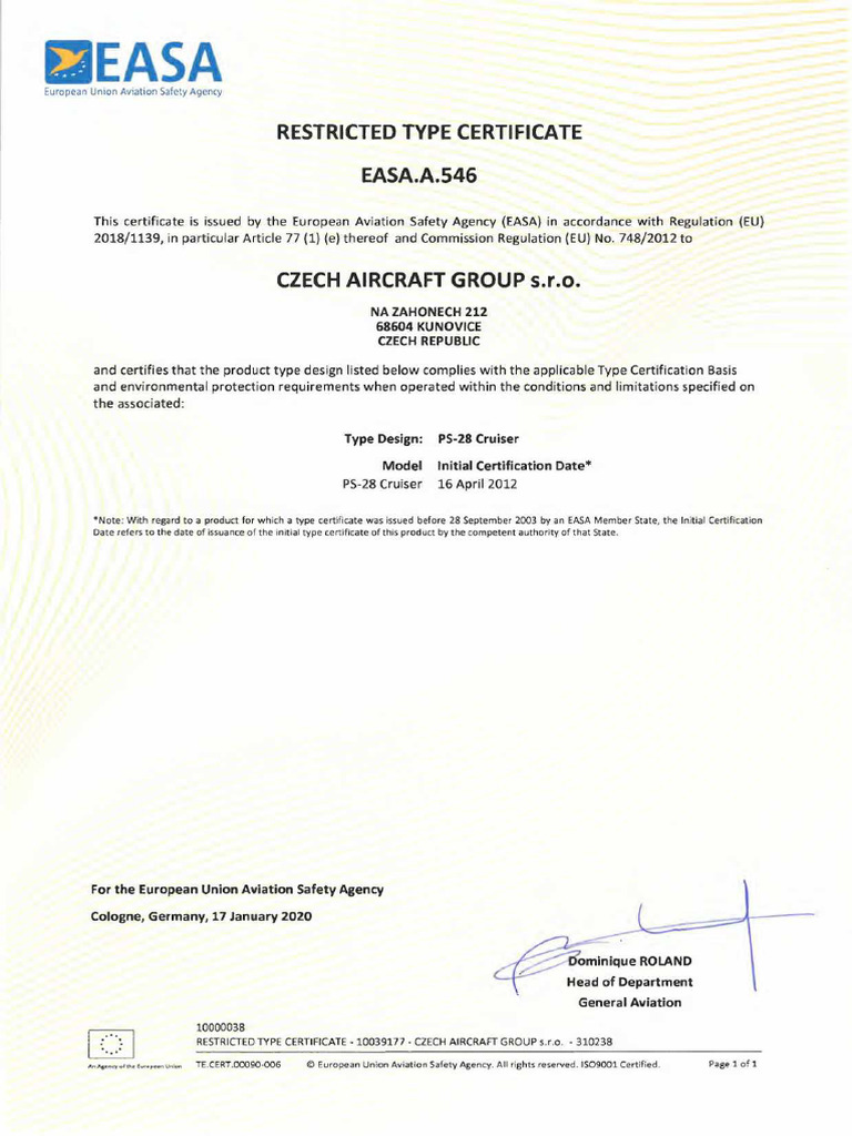 Restricted_Type_Certificate_EASA.A.546 | PDF