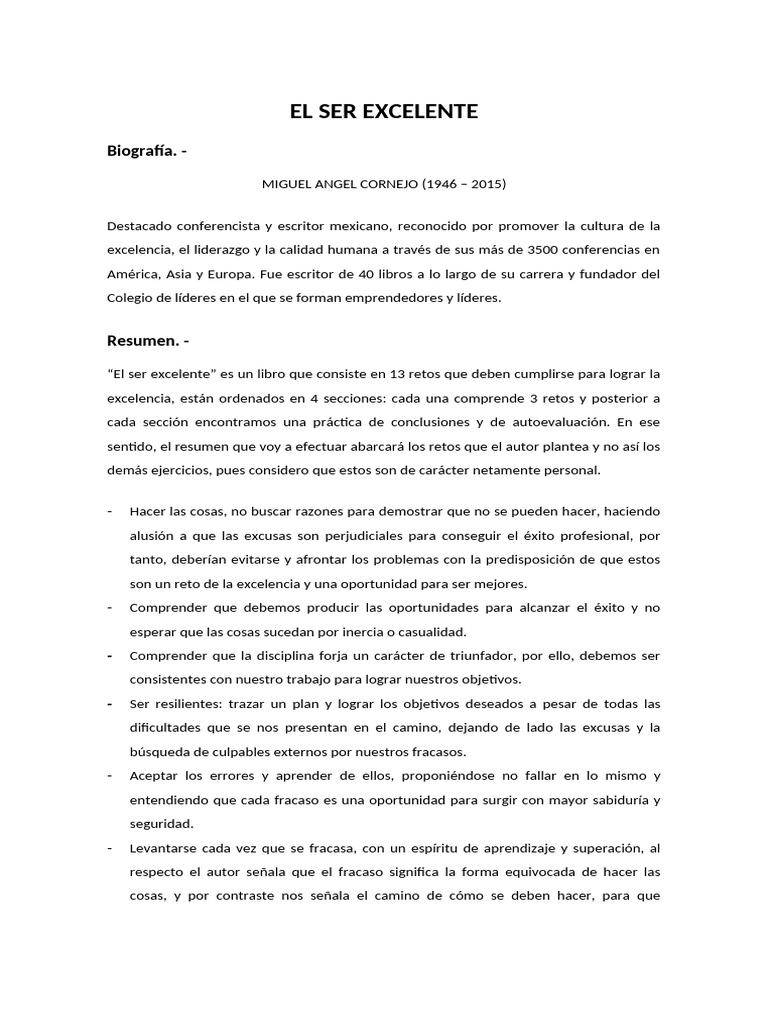 El Ser Excelente | PDF | Sicología