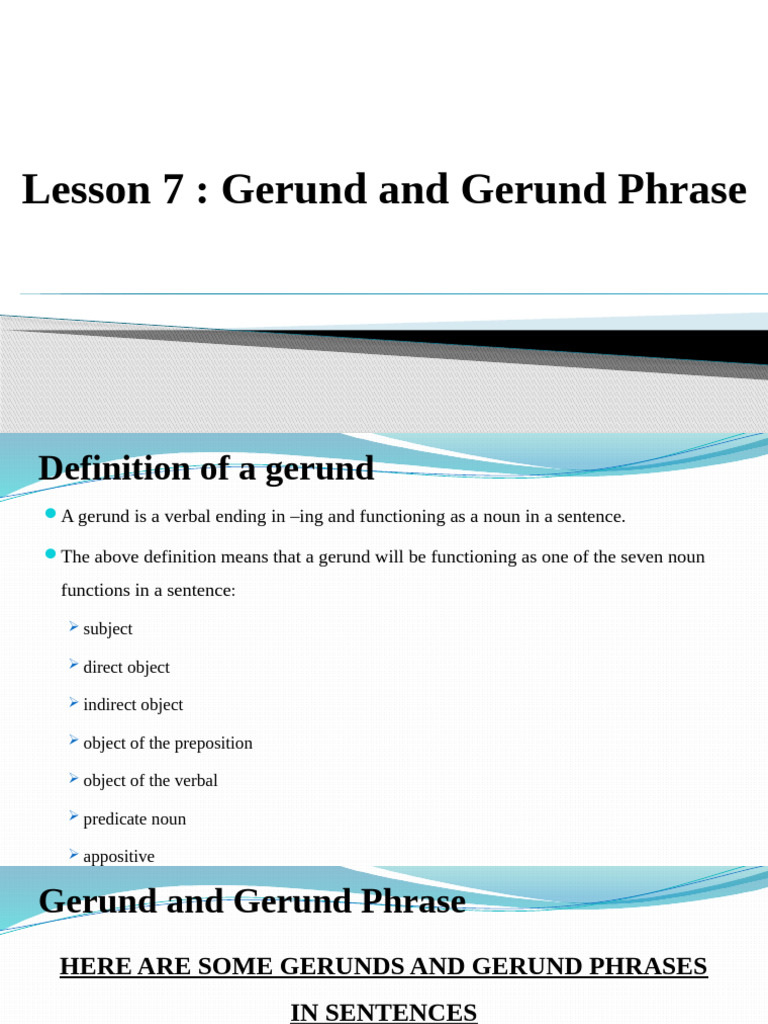 Understanding Gerunds and Their Functions | PDF | Subject (Grammar ...