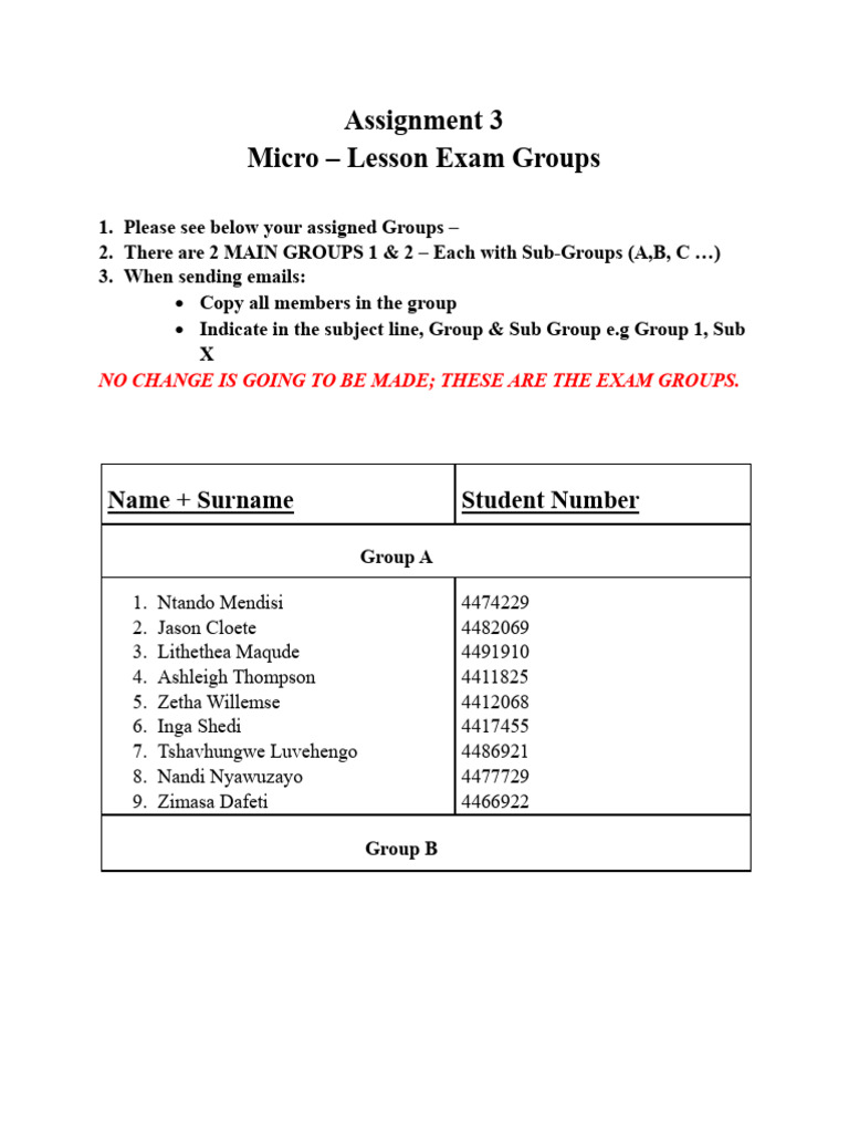 7 May 2025 - EDC 202 Micro-Teaching Groups | PDF