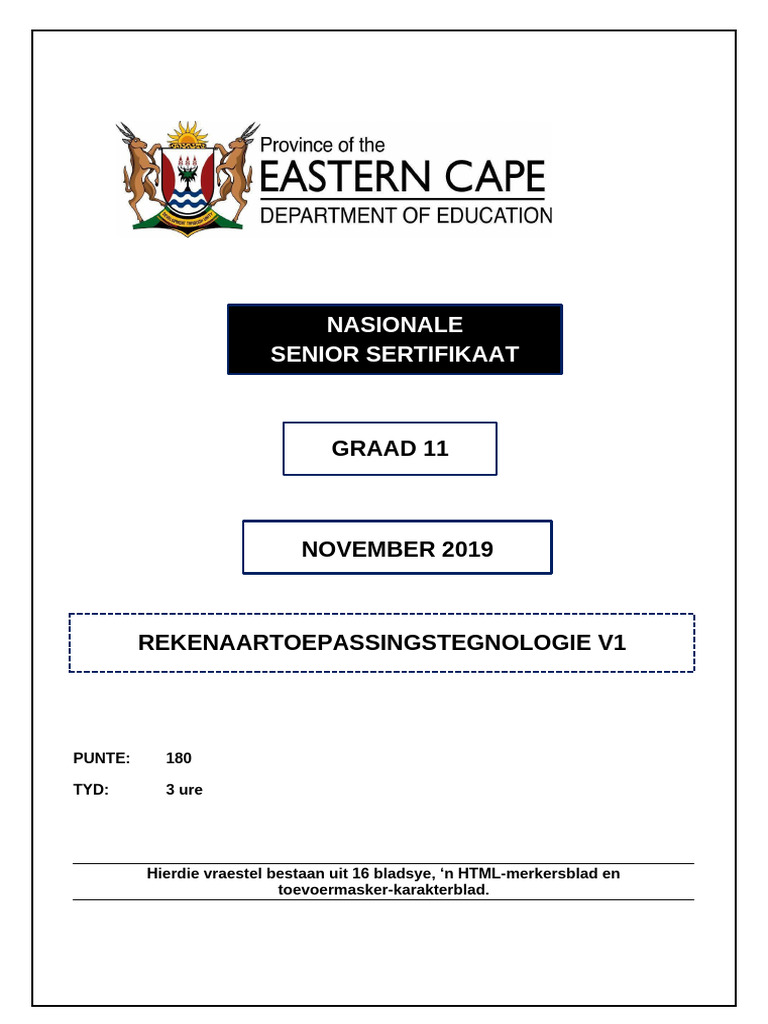 RTT v1 Gr11 Nov 2019 Afr | PDF