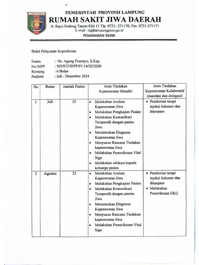 LPR Tindakan Keperawatan Juli Desember 24 | PDF