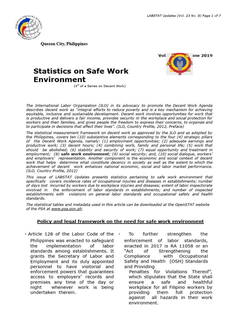 LABSTAT Updates Vol. 23 No. 8 - Statistics On Safe Work Environment ...