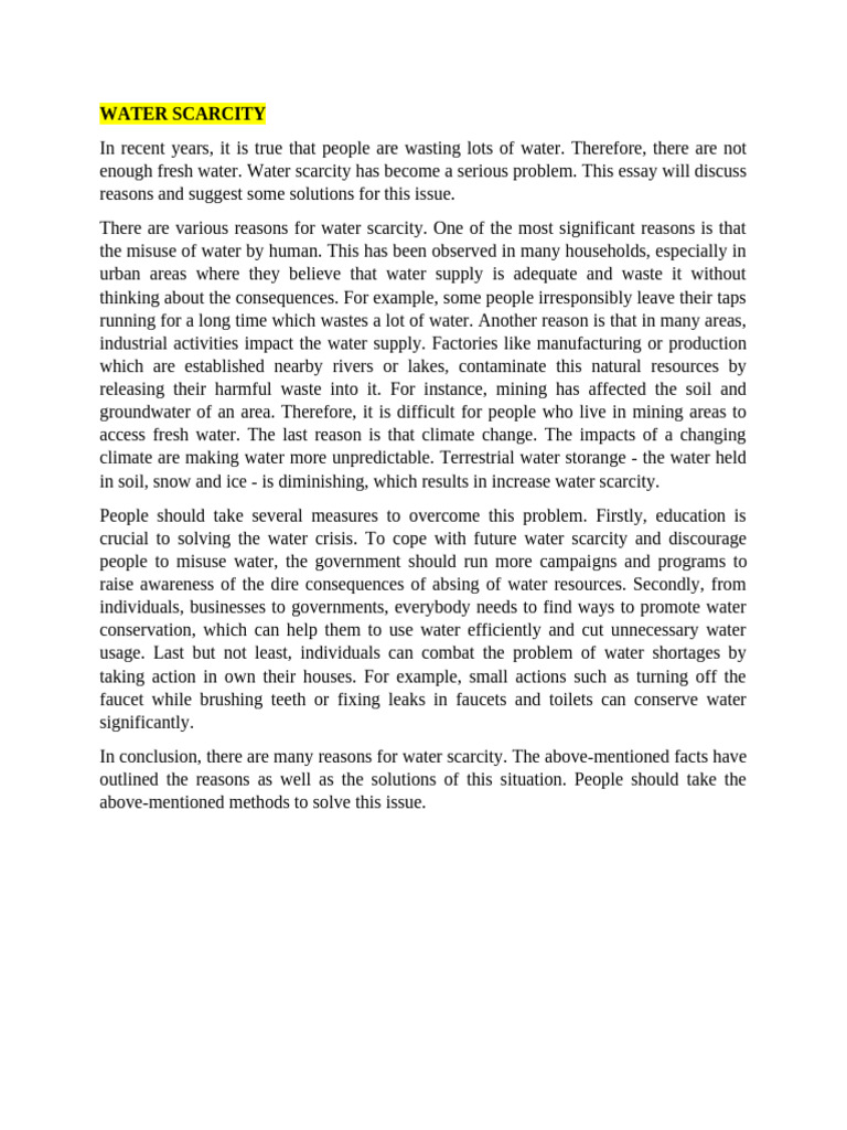 Water Scarcity | PDF