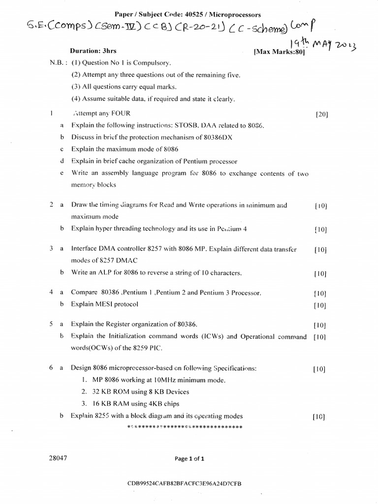 35 Microprocessor ESE QP | PDF | Central Processing Unit | Computing