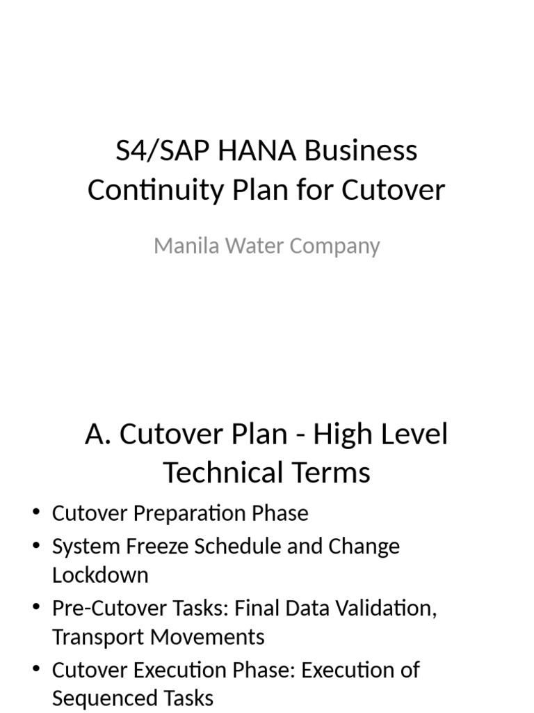 SAP HANA BCP Cutover Plan Refined | PDF | Business | Information ...