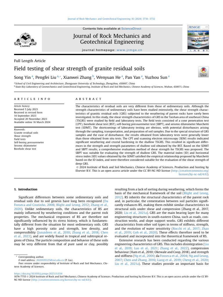 Shear Strength of Granite Residual Soils | PDF | Elasticity (Physics ...