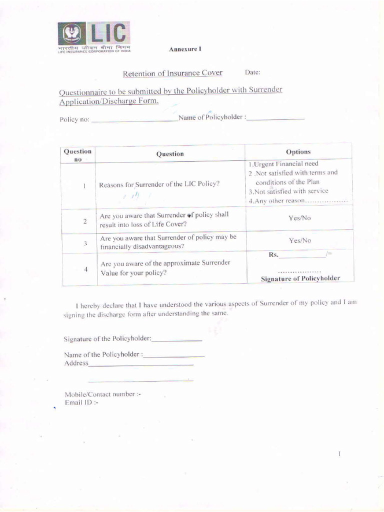 Exit Interview For Surrender New | PDF