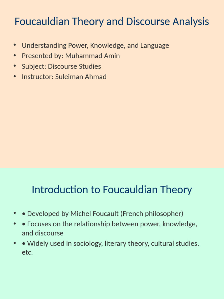 Styled Foucauldian Theory Presentation | PDF | Discourse | Michel Foucault