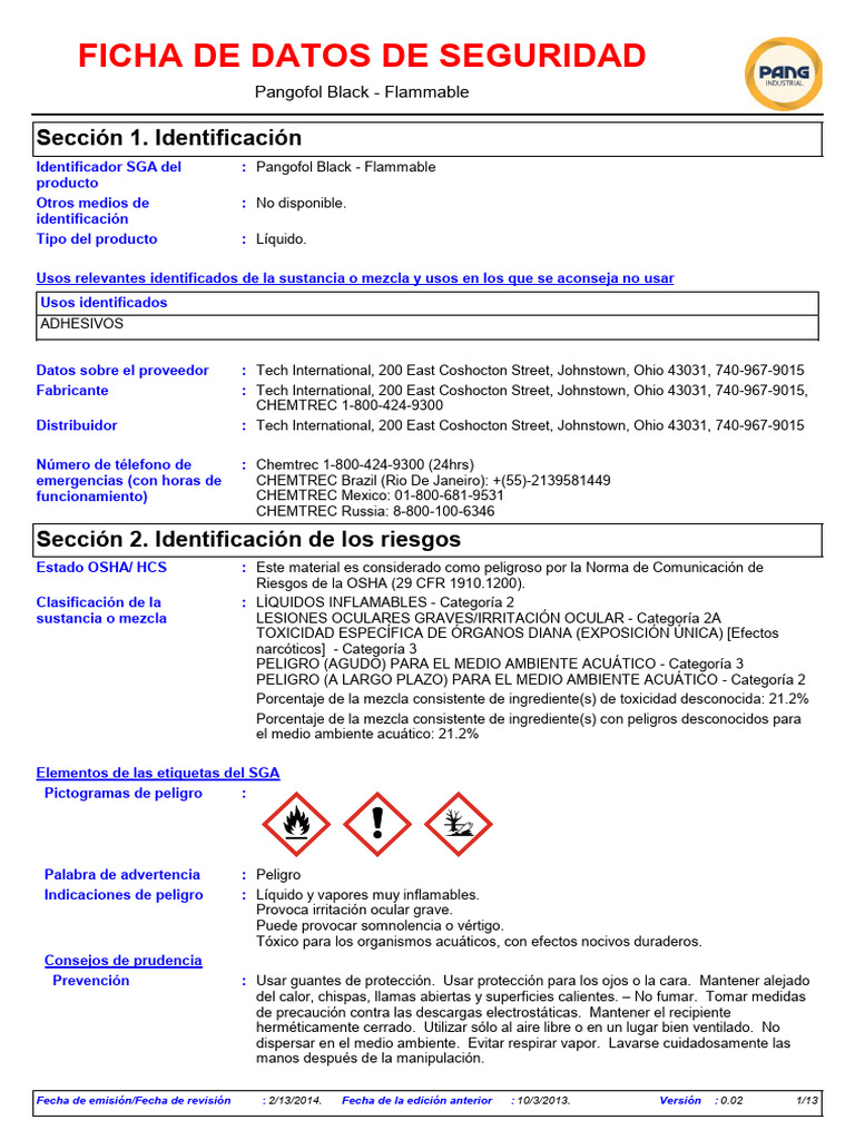 992F GHS US Mexico Spanish 2 Pangofol | PDF | Agua | Ventilación ...