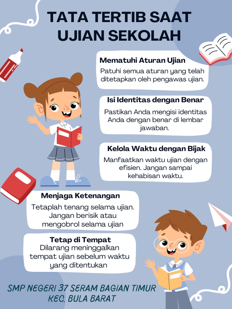 Biru Ilustrasi Poster Tata Tertib Saat Ujian Sekolah | PDF