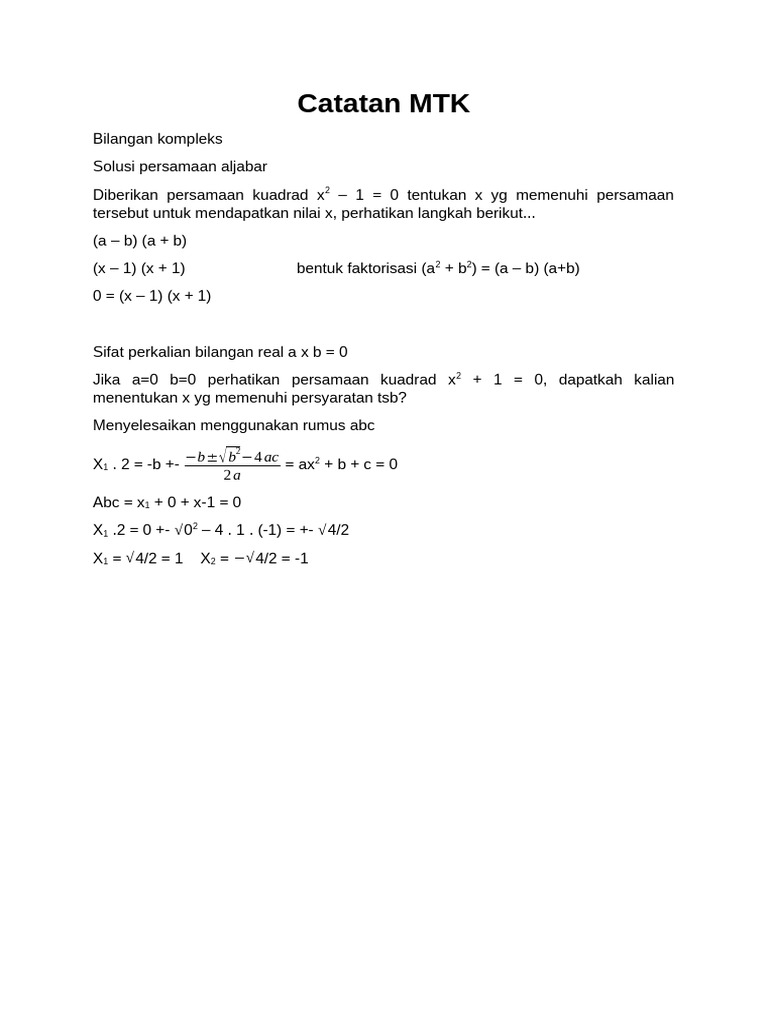 Catatan MTK | PDF