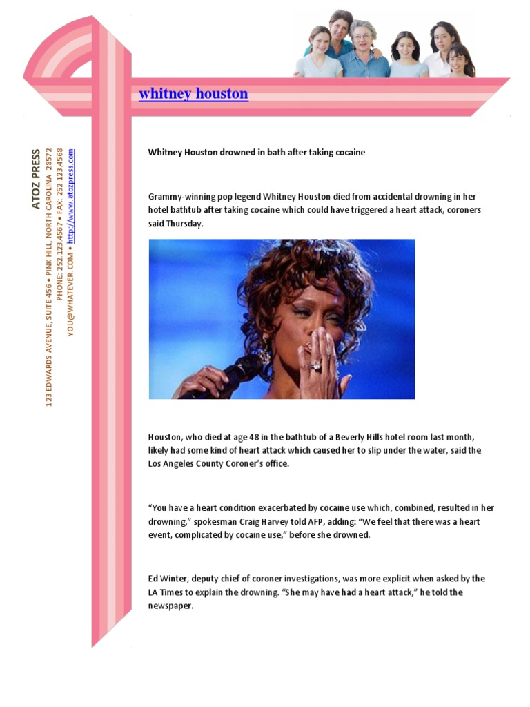 Whitney Houston: Whitney Houston Drowned in Bath After Taking Cocaine ...