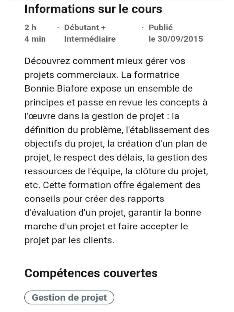 Les Fondements de La Gestion de Projet - LinkedIn Learning | PDF