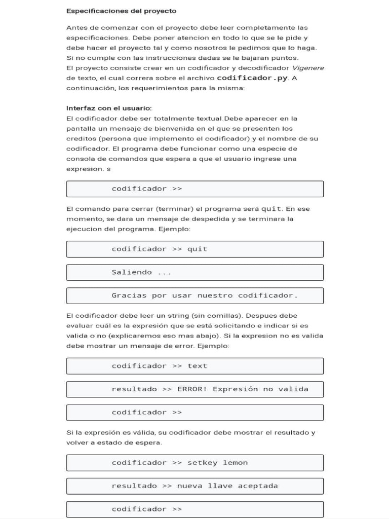Proyecto -Codificador | PDF | Ascii | Interfaz de línea de comando