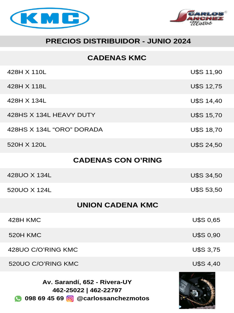 Cadenas KMC Moto - Junio 2024 | PDF
