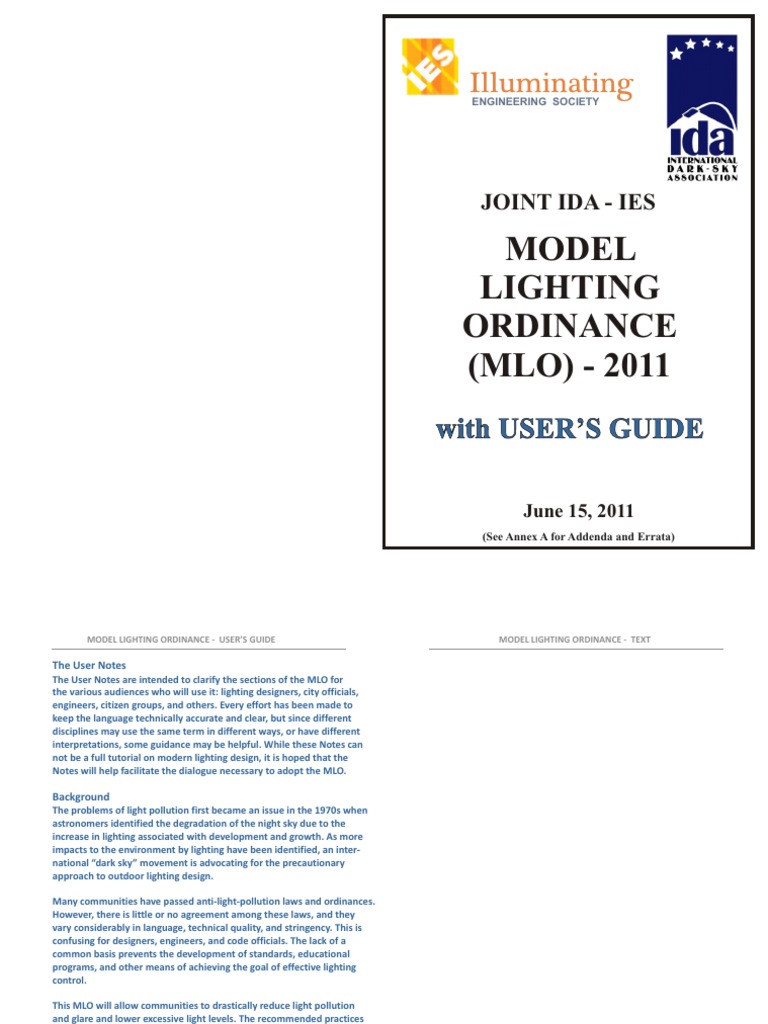 Model Lighting Ordinance (Mlo) - 2011 | PDF | Lighting | Zoning