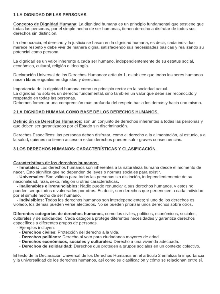 Dignidad Humana y Derechos Fundamentales | PDF | Derechos humanos ...