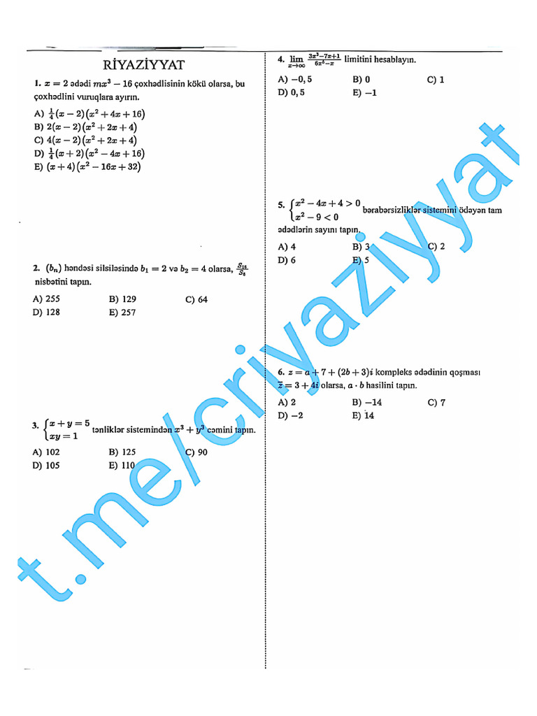 05-11-2025 20.35. 11-Ci Sinif Otk Riyaziyyat I Blok | PDF