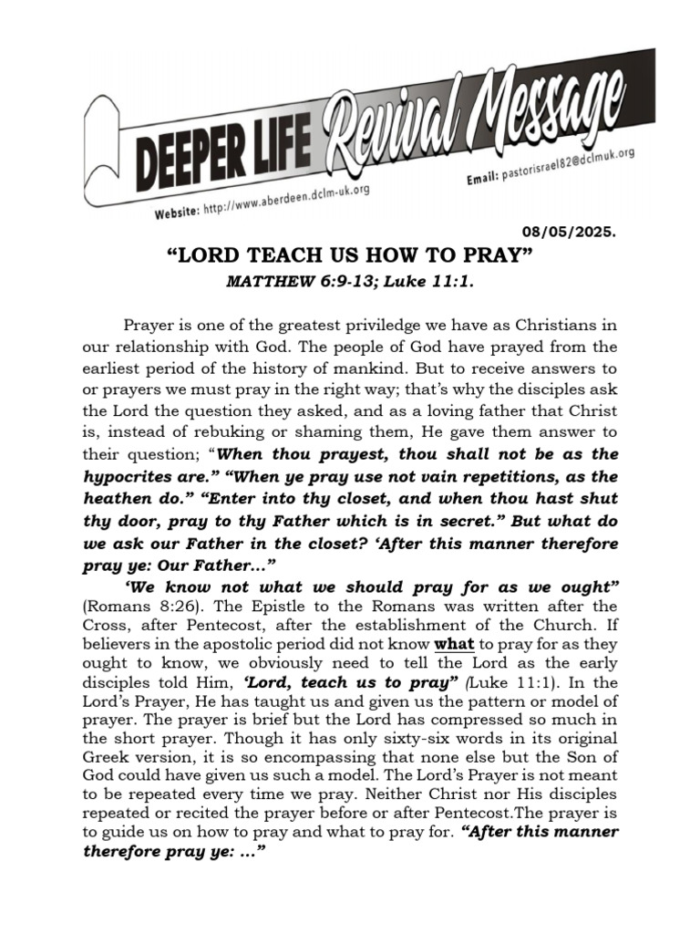 Lord Teach Us How To Pray | PDF | Lord's Prayer | Prayer