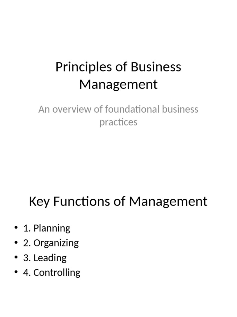 Business Management Principles | PDF