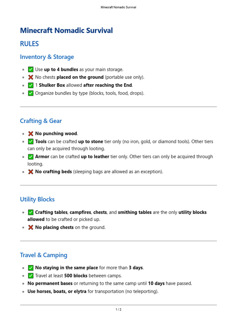 Minecraft Nomadic Survival | PDF
