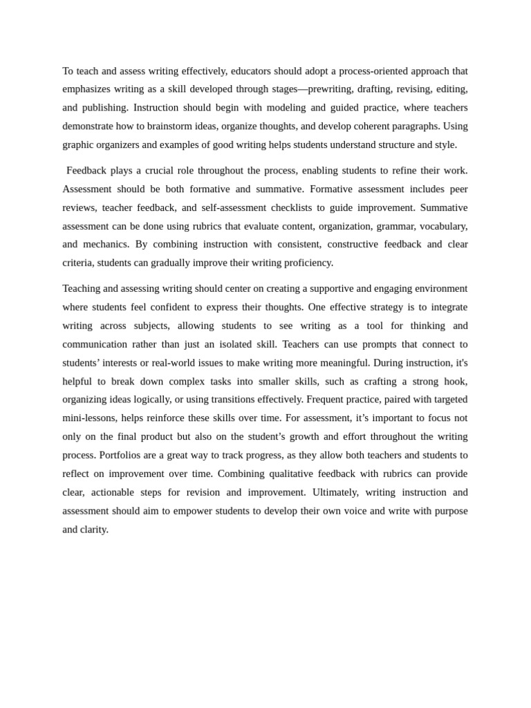 To Teach and Assess Writing Effectively | PDF