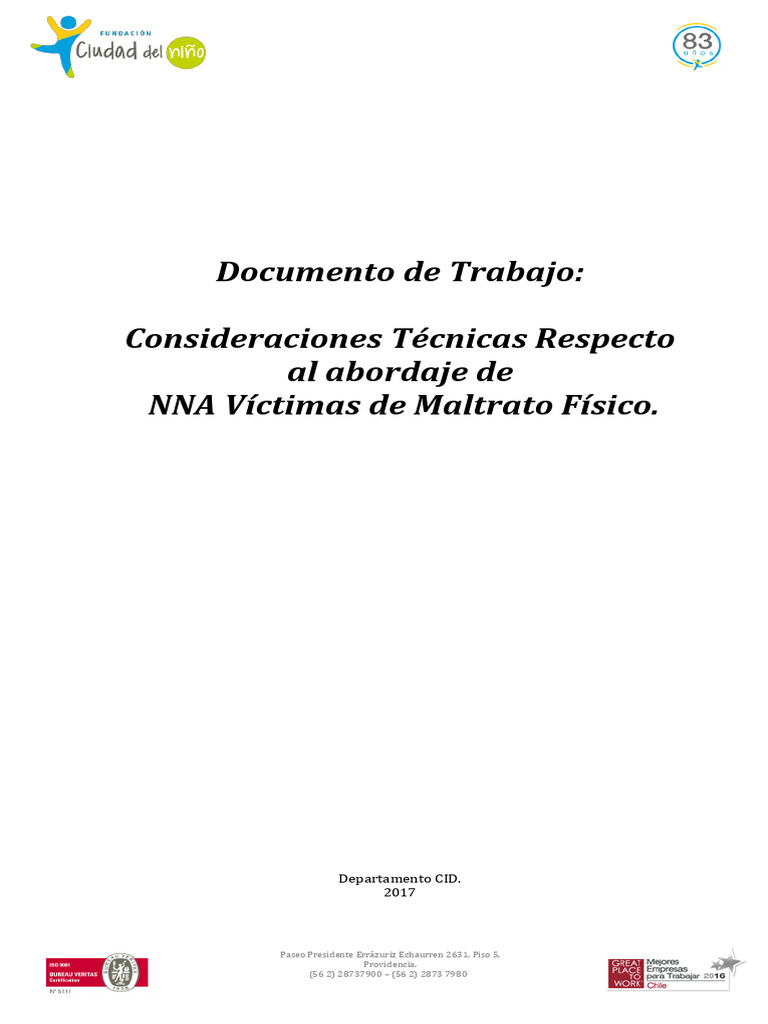 Primer Documento de Trabajo Maltrato Fisico PRM | PDF | Abuso infantil | Violencia