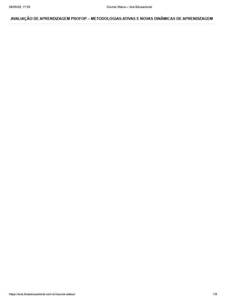 Course Status - Ibra Educacional - Metodologias Ativas e Novas Dinâmicas de Aprendizagem | PDF ...
