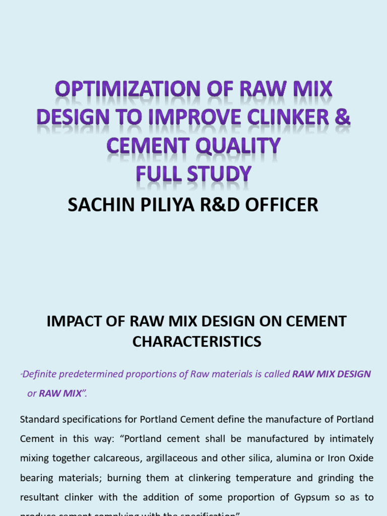 Optimization of Raw Mix Design | PDF | Cement | Chemistry