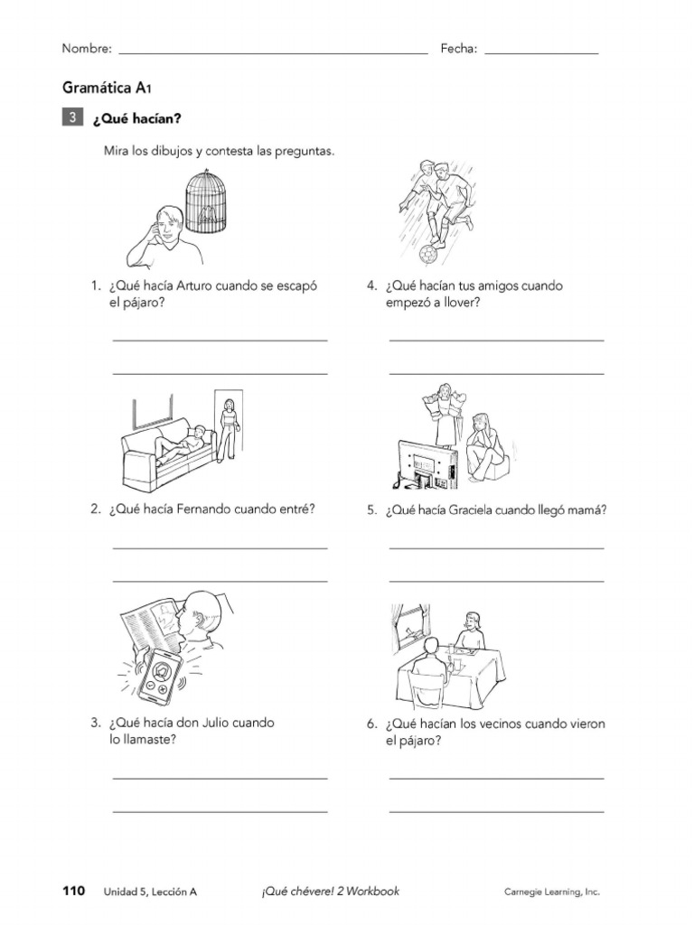 Que Chevere Level 2 Workbook - p.110-111 - Preterite Vs Imperfect | PDF