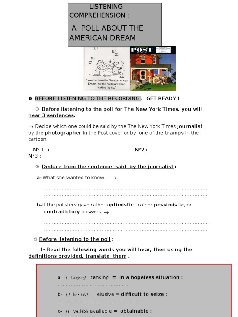 American Dream Listening Comprehension | PDF