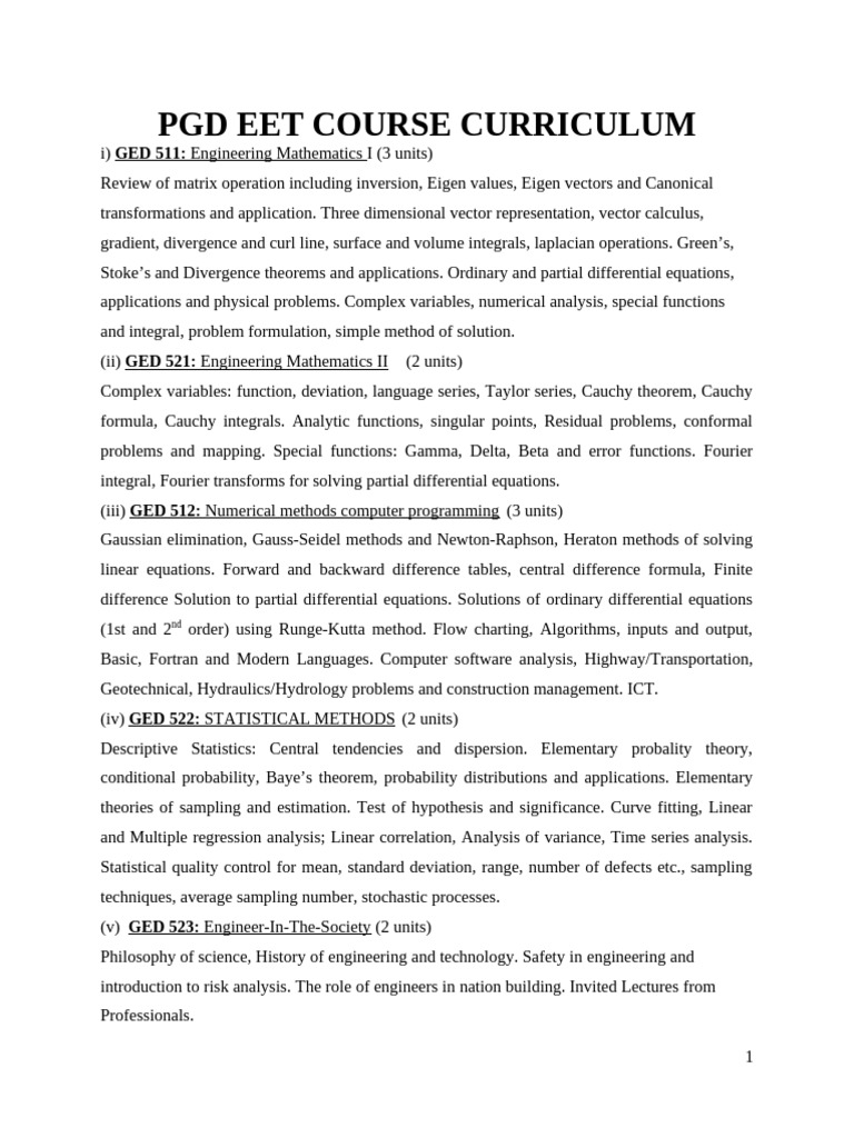 PGD Eet Course Curriculum | PDF | Microwave | Integral