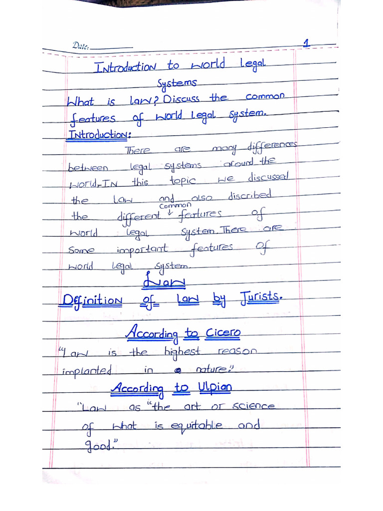 What Is Law. Disscus The Common Features of World Legal System in ...