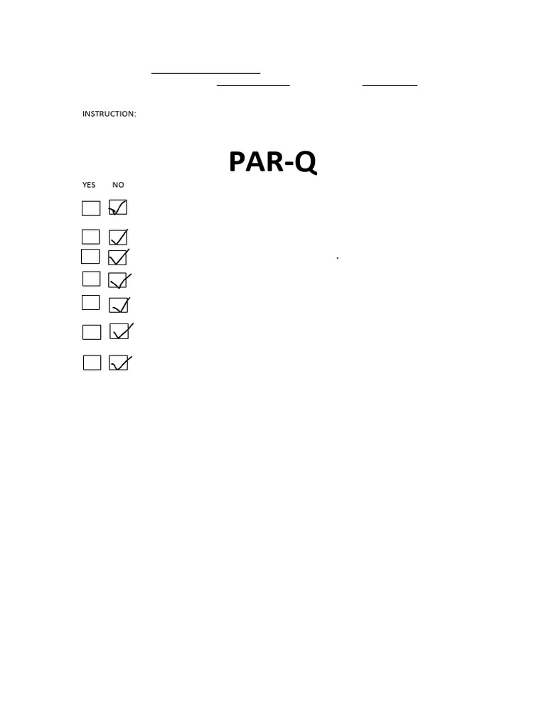 PAR-Q Health Screening Questionnaire | PDF