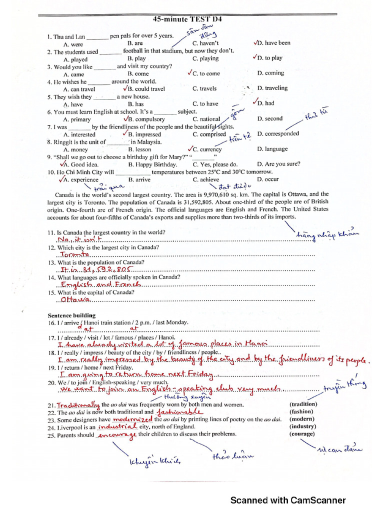 45-Minute TEST D4 (Key) | PDF