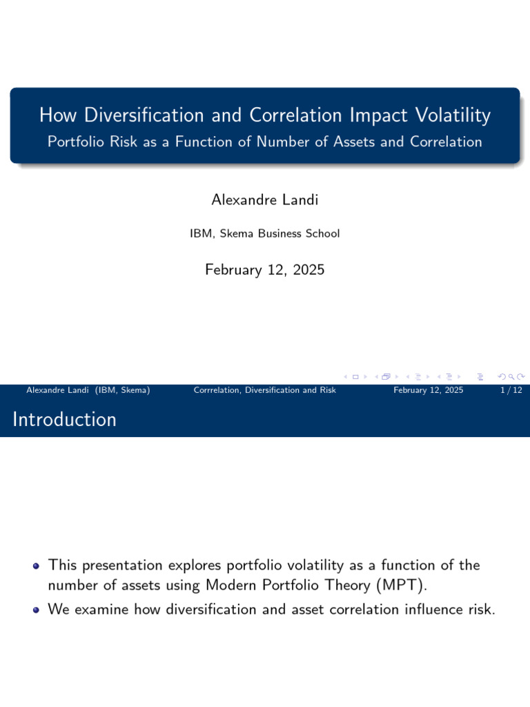 How Diversification and Correlation Impact Volatility | PDF ...
