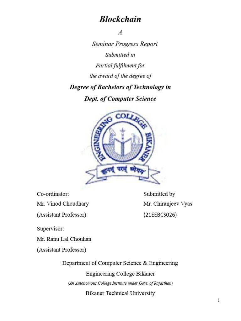 Blockchain - Seminar - Report | PDF | Cryptocurrency | Computing